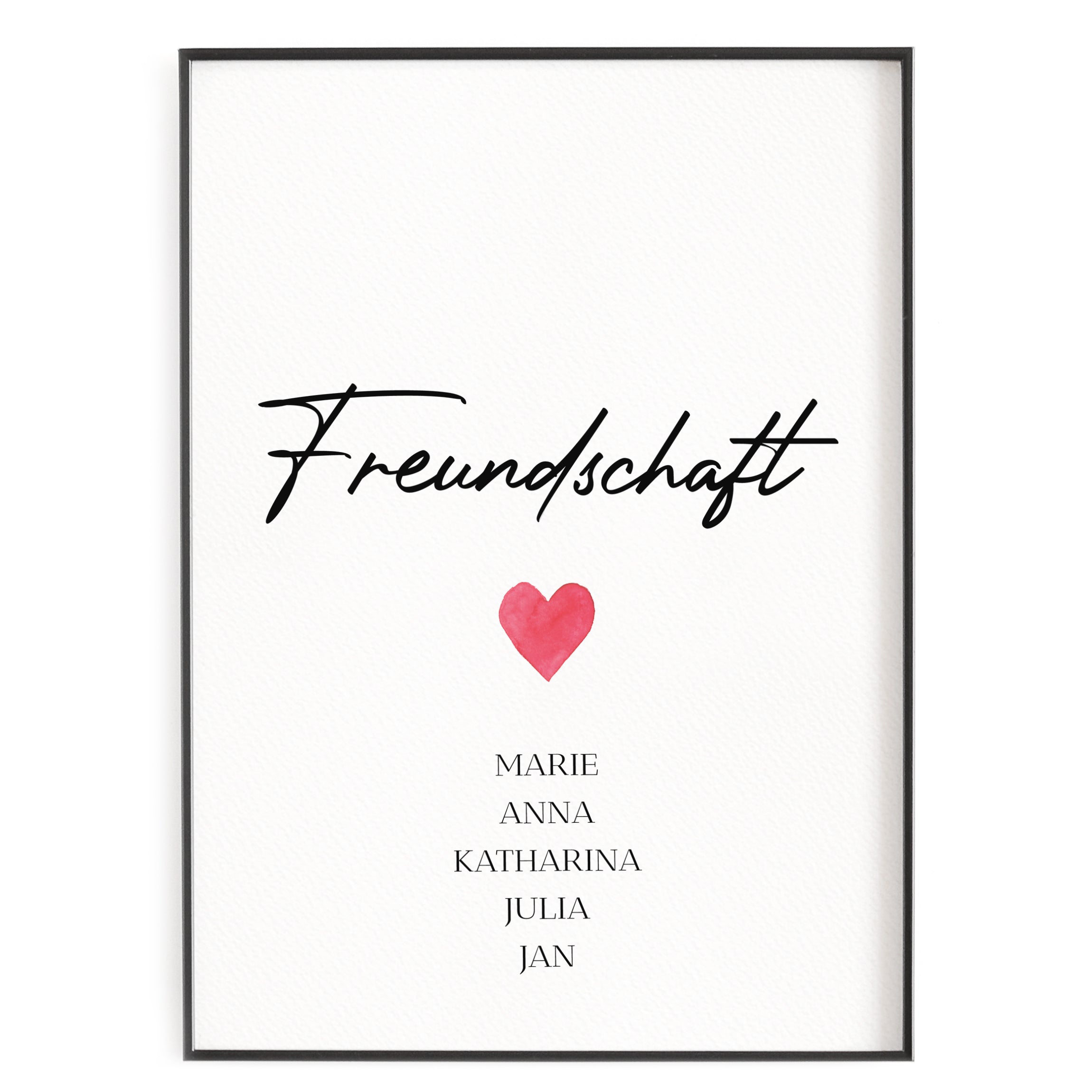 Freundschaft - Namen - Poster – vonHerzen Shop